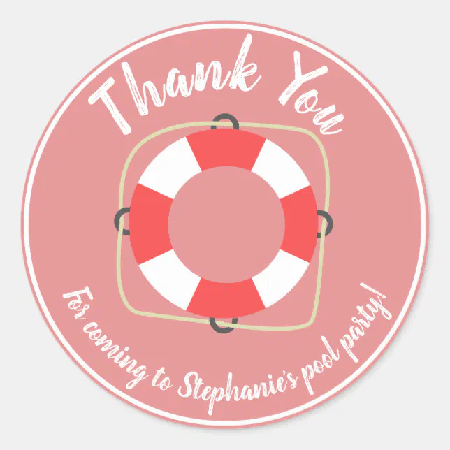 Pool Party Birthday Stickers | Zazzle
