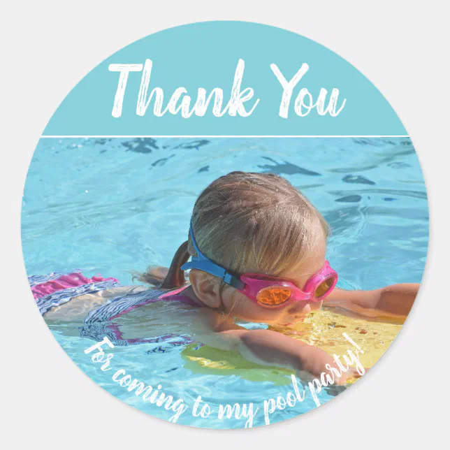 Pool Party Birthday Stickers | Add own Photo | Zazzle
