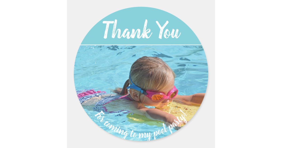 Pool Party Birthday Stickers | Add own Photo | Zazzle