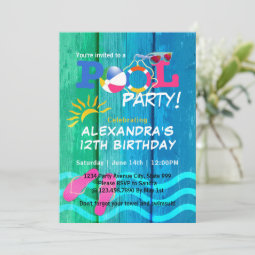 Pool Party Birthday Summer Fun Card | Zazzle