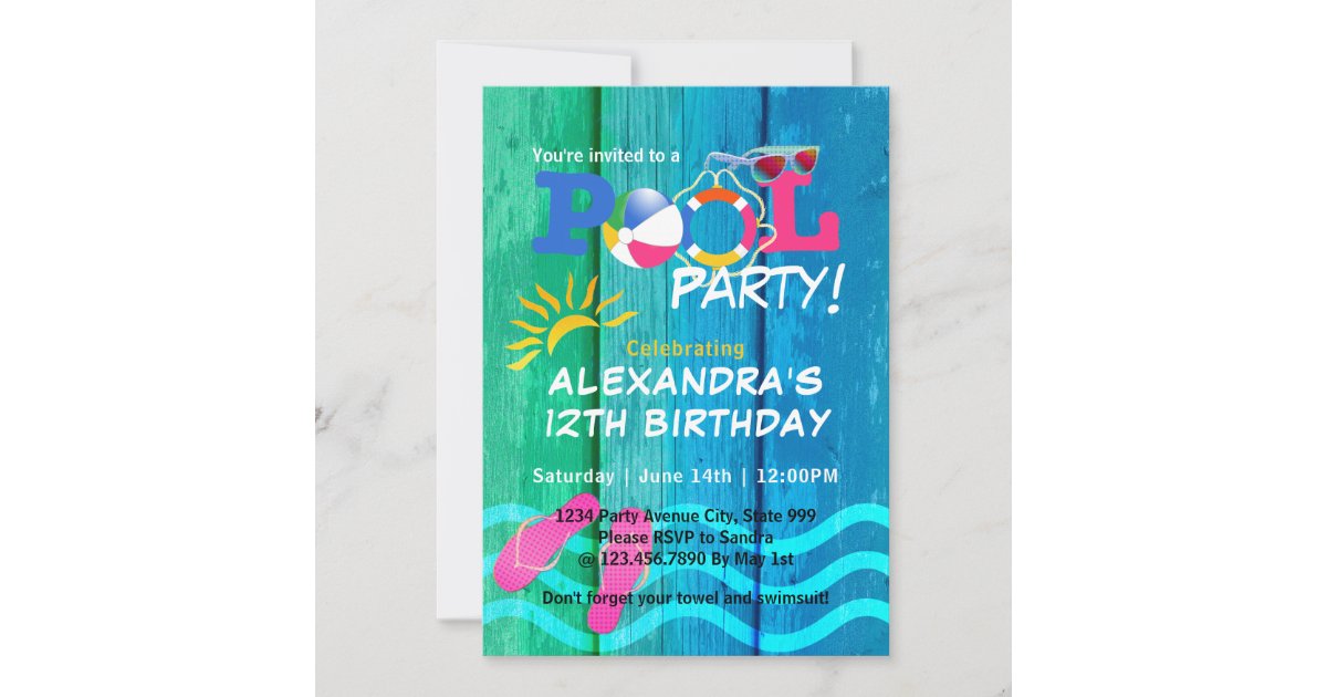 Pool Party Birthday Summer Fun Card | Zazzle