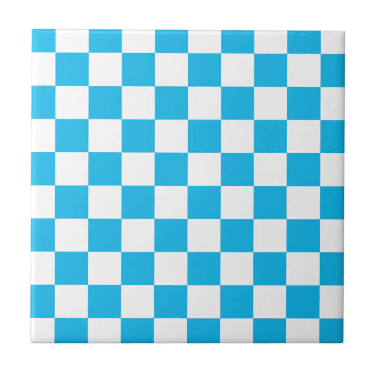 Pool Party Blue Checkerboard Ceramic Tile | Zazzle