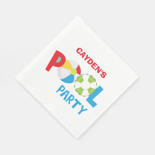 Pool Party Boy Birthday Napkins | Zazzle