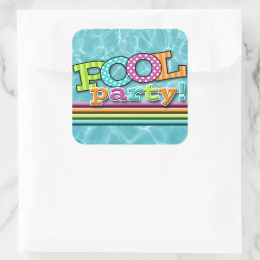 Pool Party Celebration Square Sticker | Zazzle