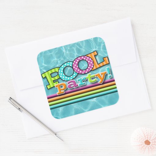 Pool Party Celebration Square Sticker | Zazzle
