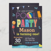 Pool Party Chalkboard Birthday Invitation | Zazzle