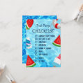 Pool Party Checklist Kids Birthday Enclosure Card | Zazzle