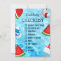 Pool Party Checklist Kids Birthday Enclosure Card | Zazzle