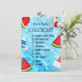 Pool Party Checklist Kids Birthday Enclosure Card | Zazzle