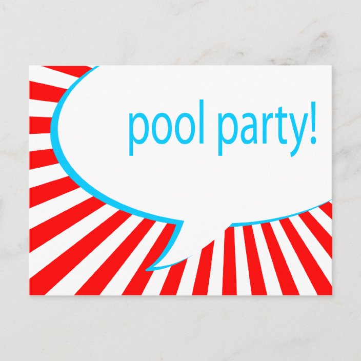 pool party! comic speech bubble invitation postcard | Zazzle.com