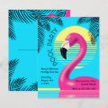 Pool Party Flamingo Float Retro Summer Tropical Invitation Postcard ...