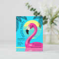 Pool Party Flamingo Float Retro Summer Tropical Invitation Postcard ...
