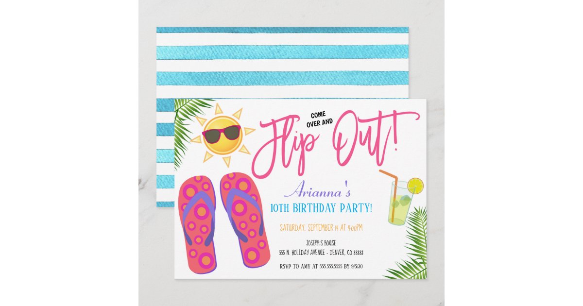 Pool Party Flip Flop Invitation | Zazzle