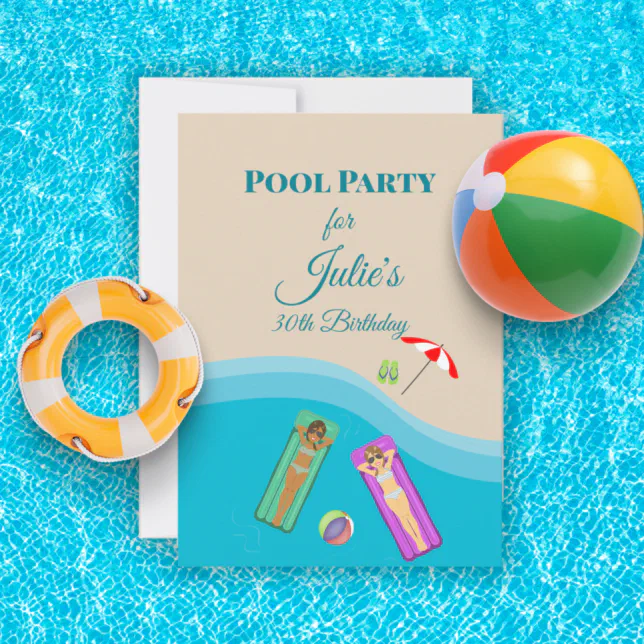 Pool Party for 30th Birthday Invitation | Zazzle