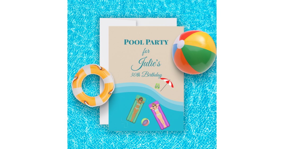 Pool Party for 30th Birthday Invitation | Zazzle