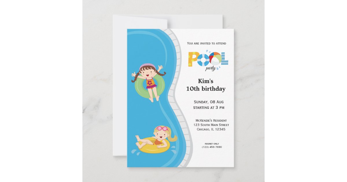 Pool Party (girl) Invitation | Zazzle.com