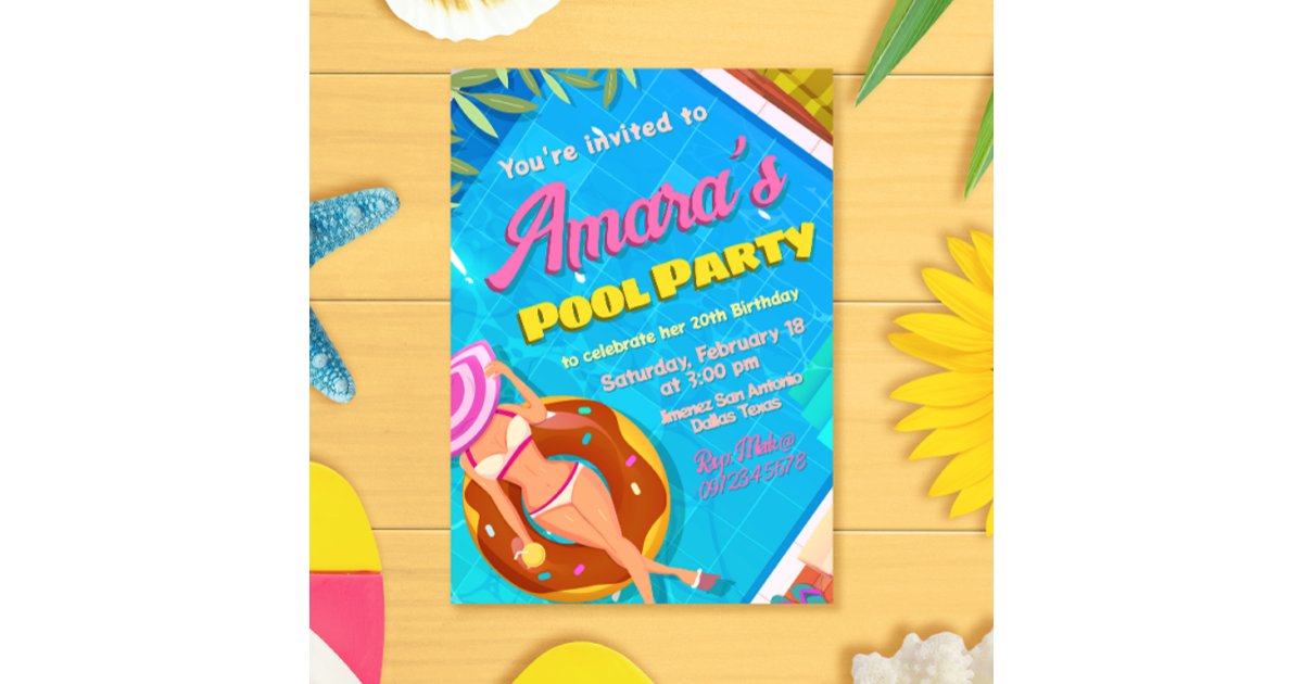 Pool Party Girl Invitation Zazzle