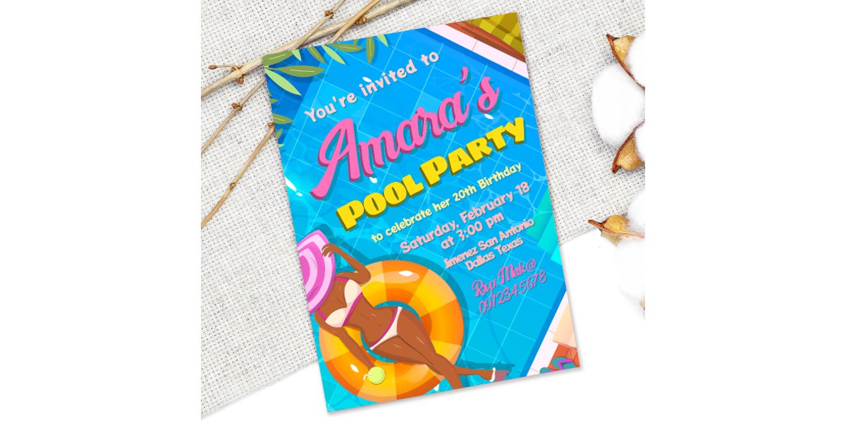 Pool Party Girl Invitation Zazzle