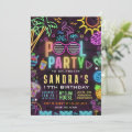 Pool Party Glow 17th Birthday Editable Invitation | Zazzle