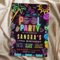 Pool Party Glow 17th Birthday Editable Invitation | Zazzle