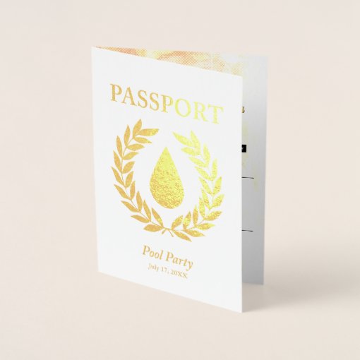Pool Party Gold Foil Passport Foil Card | Zazzle
