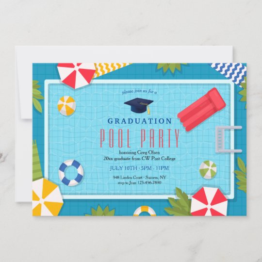 Pool Party Graduation Invitation | Zazzle.com