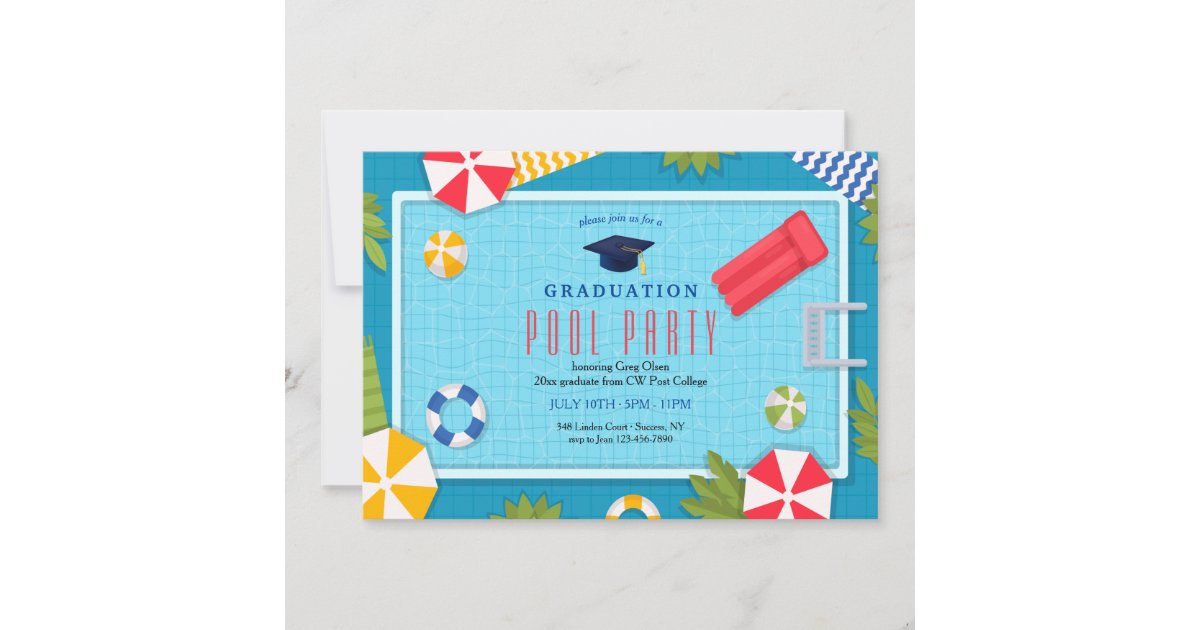 Pool Party Graduation Invitation | Zazzle