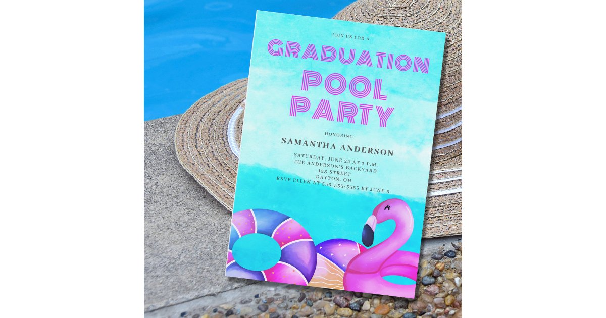 Pool Party Graduation Invitation | Zazzle