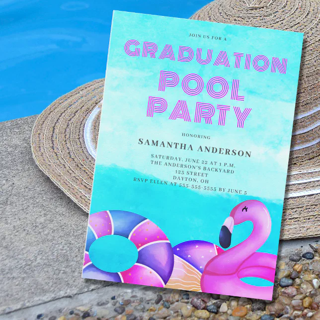 Pool Party Graduation Invitation | Zazzle