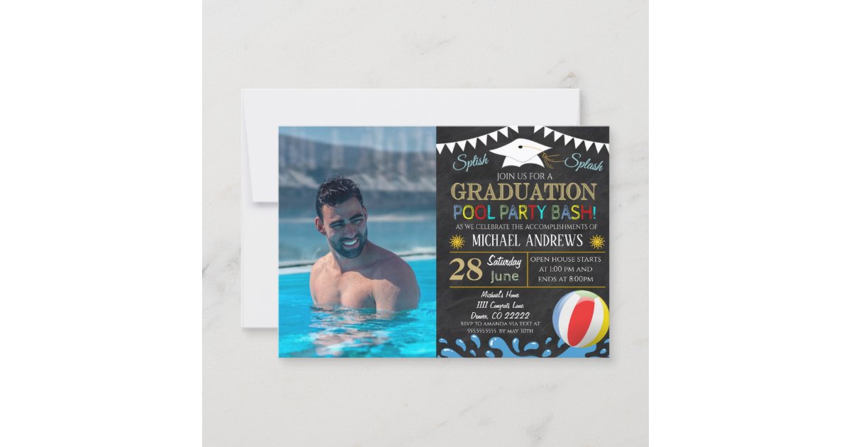 Pool Party Graduation Invitation | Zazzle
