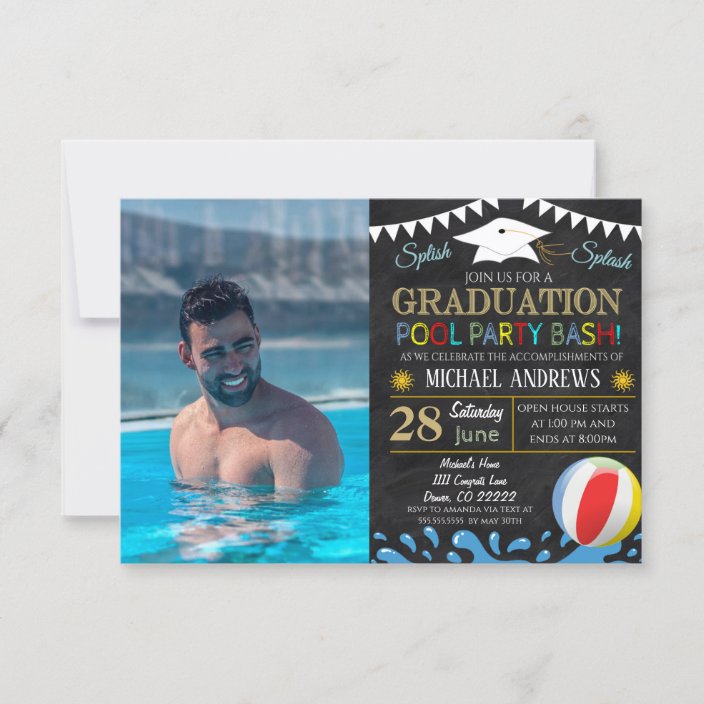 Pool Party Graduation Invitation | Zazzle.com