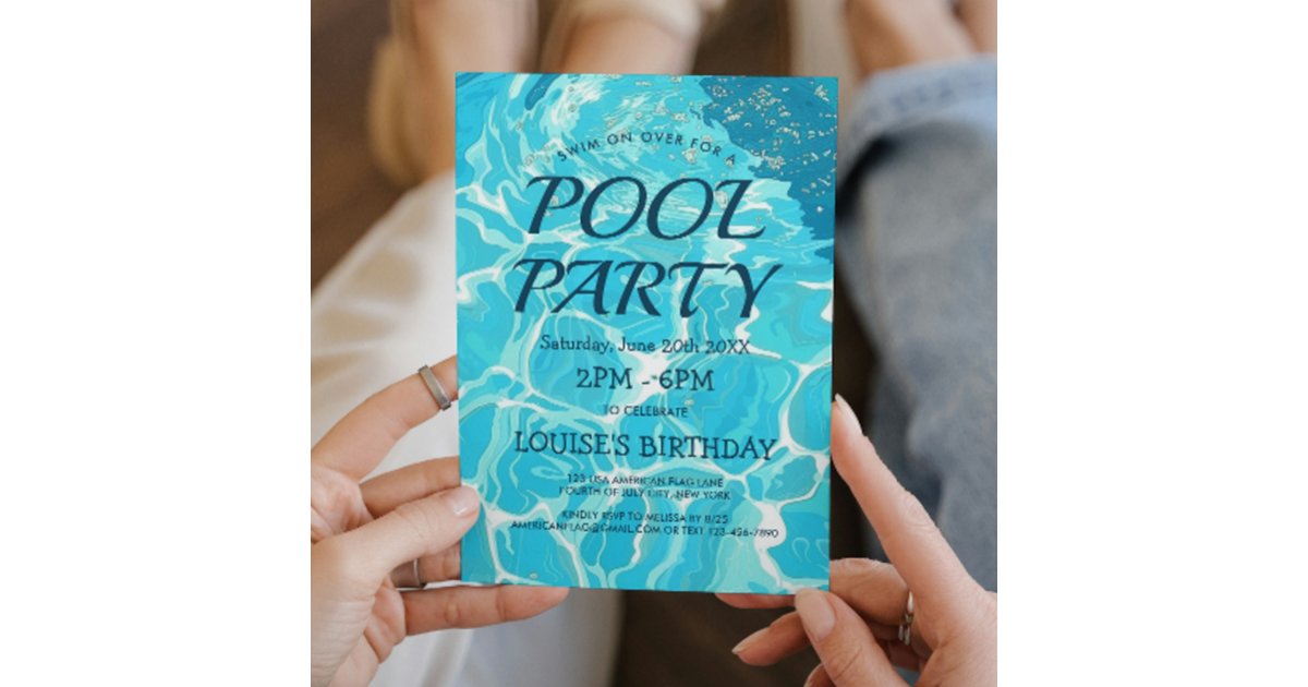 Pool Party I Light Blue Water Invitation | Zazzle