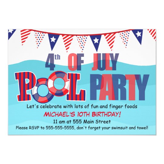 Pool Party Invitation 4th Of July | Zazzle.com