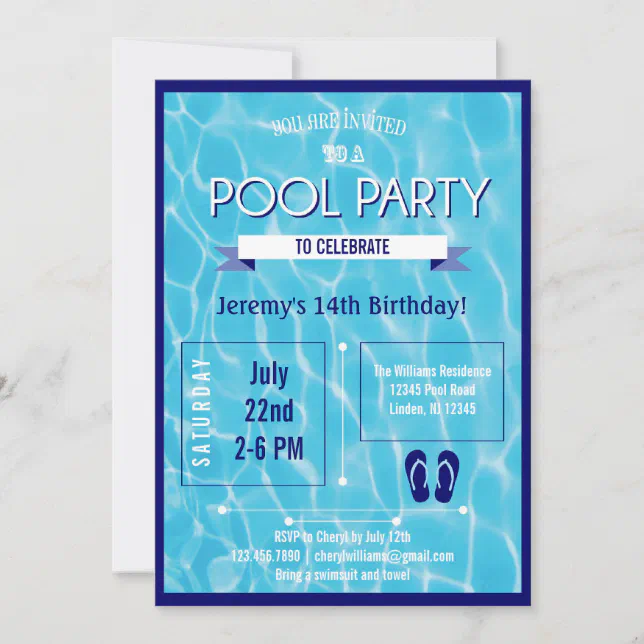 Pool Party Invitation Blue | Zazzle
