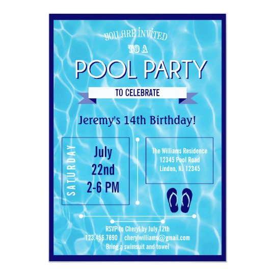 Pool Party Invitation Blue | Zazzle.com
