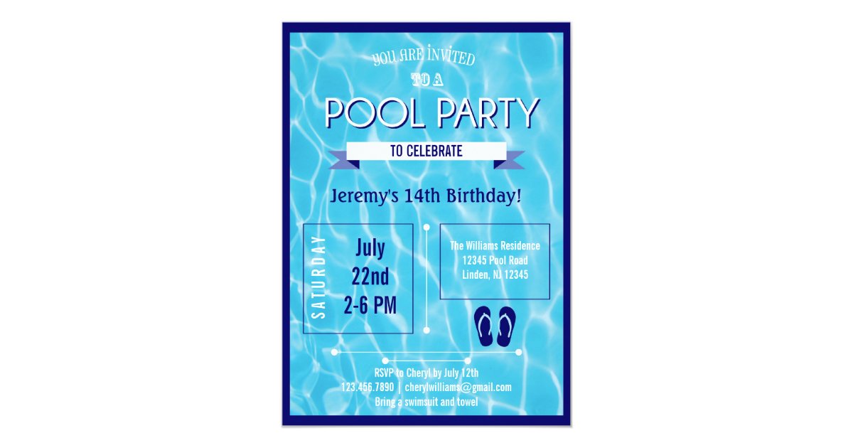 Pool Party Invitation Blue | Zazzle.com