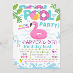 Pool Party Invitation | Flamingo Pool Party | Zazzle