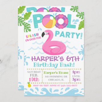 Pool Party Invitation | Flamingo Pool Party | Zazzle