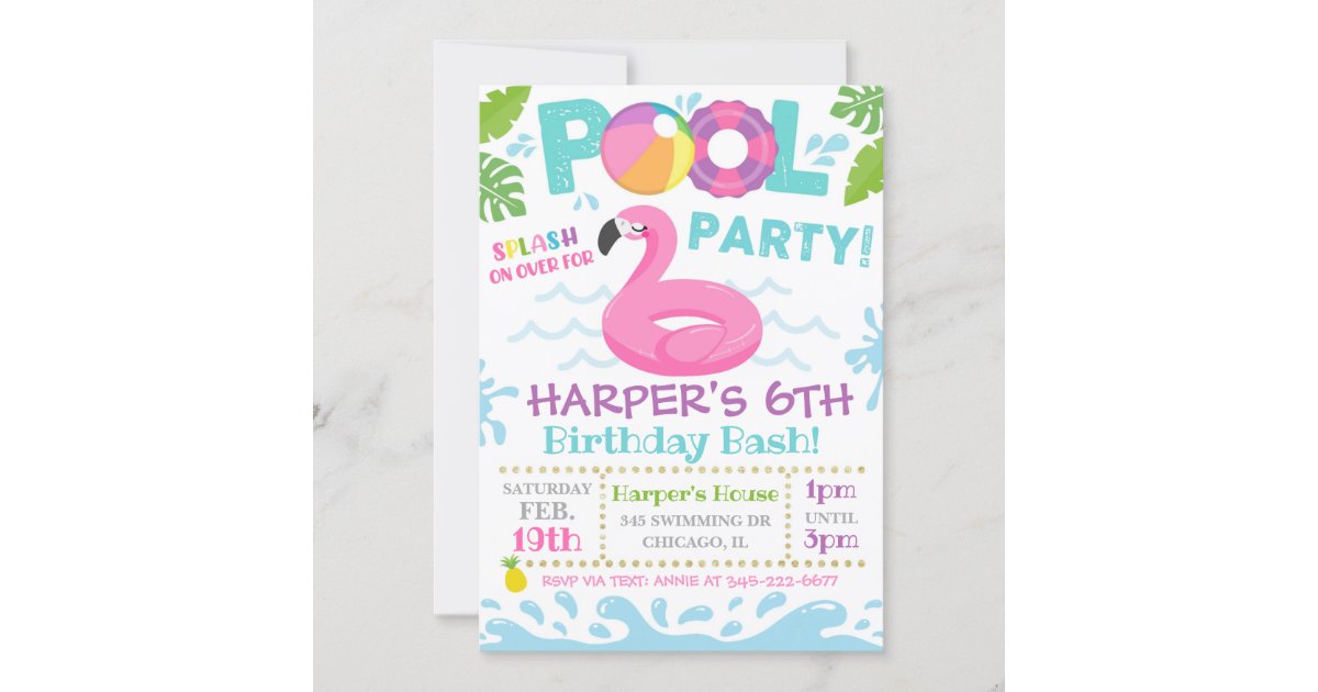 Pool Party Invitation | Flamingo Pool Party | Zazzle
