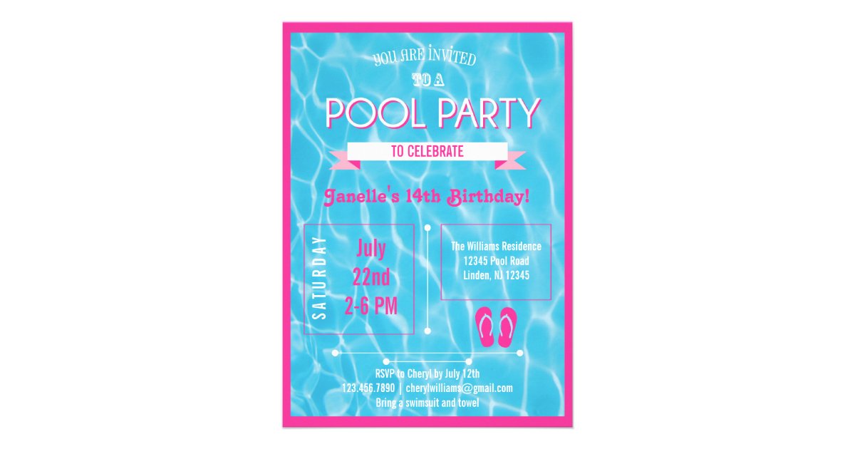 Pool Party Invitation Pink