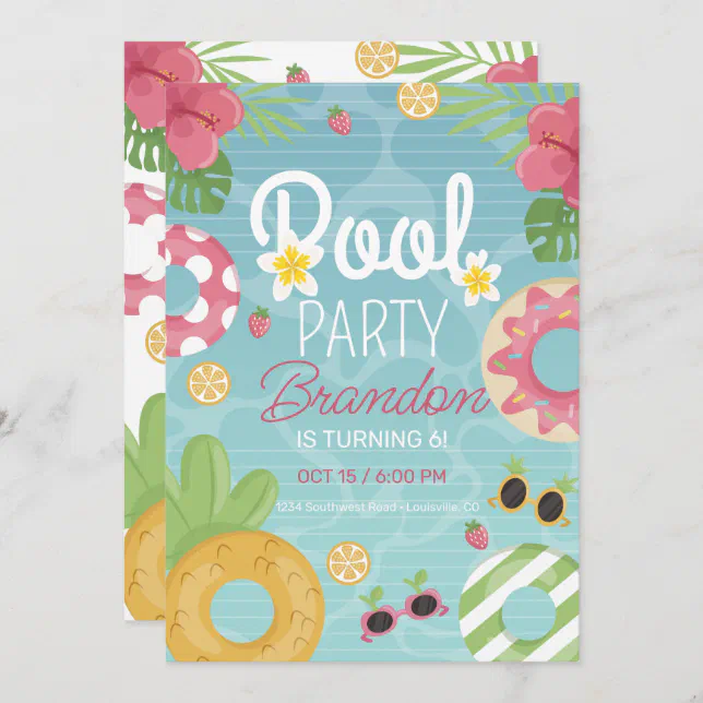 Pool Party Invitation, Pool Birthday Invitation | Zazzle