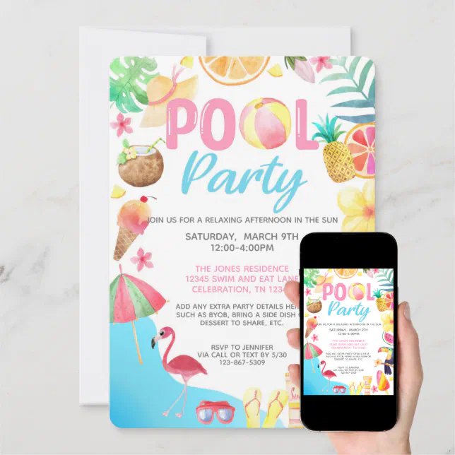 Pool Party Invitation - Swim Party - Cookout | Zazzle