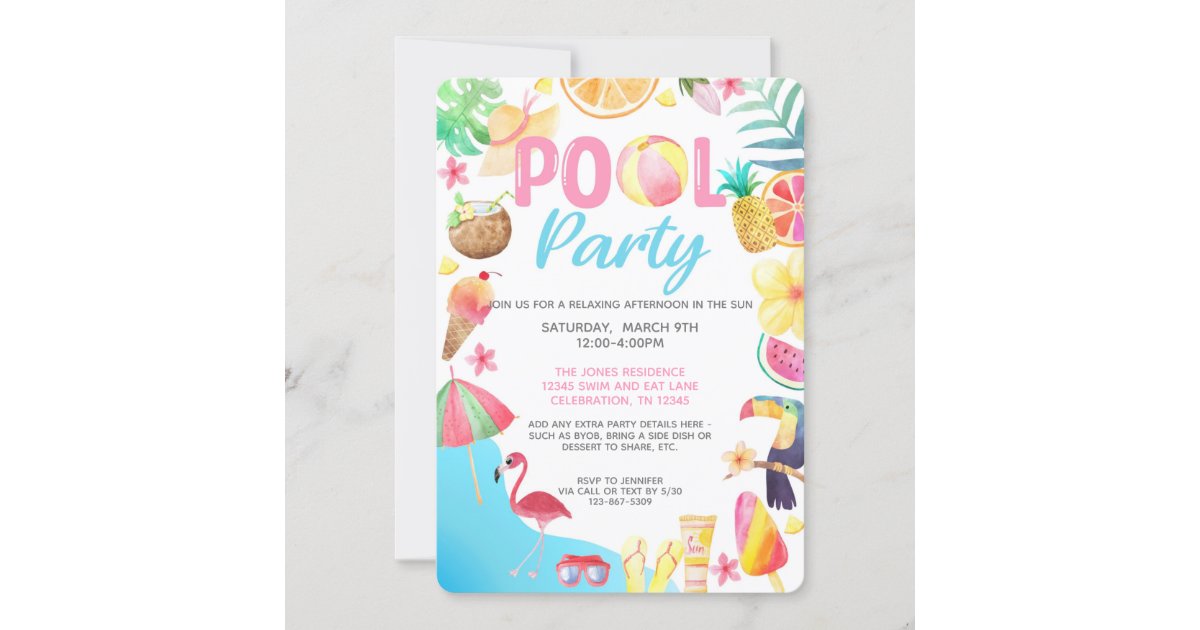 Pool Party Invitation - Swim Party - Cookout | Zazzle
