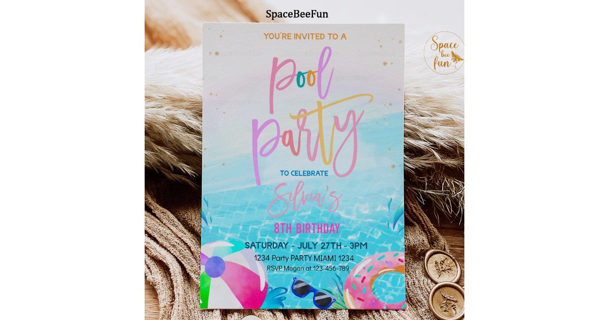 Pool Party Invitation Tropical party Pool Party | Zazzle