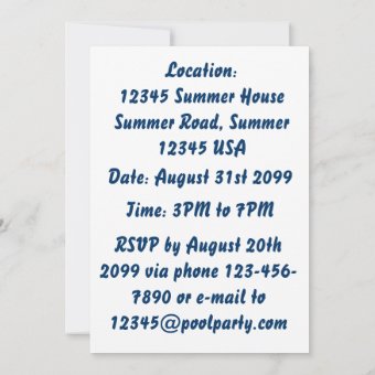 Pool Party Invitation (Water Waves Background) | Zazzle