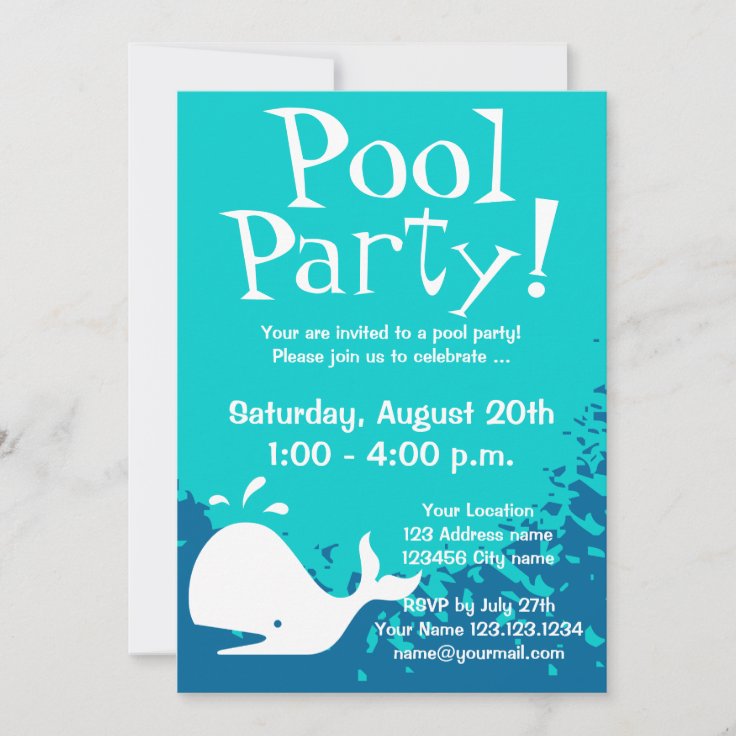 Pool party invitations | Custom invites | Zazzle