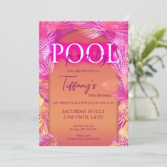 Pool Party Malibu Birthday Invitation | Zazzle