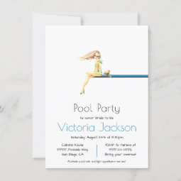 Pool Party Minimalist Invitation | Zazzle