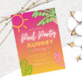 Pool Party Neon Pink Invitation | Zazzle