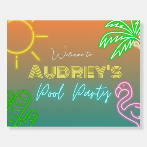 Pool Party Neon Welcome Sign | Zazzle